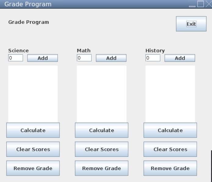 JAVA GUI: Make a gradebook program that will allow | Chegg.com