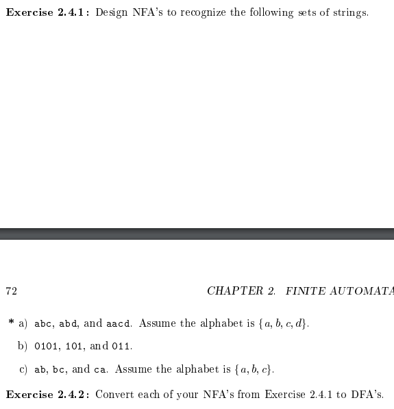 Solved Exercise 2.4.1: Design NFA's to recognize the | Chegg.com