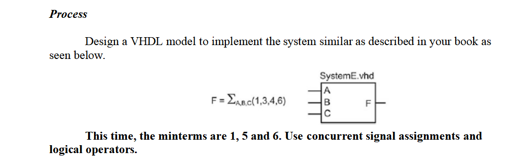 Solved Process Design a VHDL model to implement the system | Chegg.com