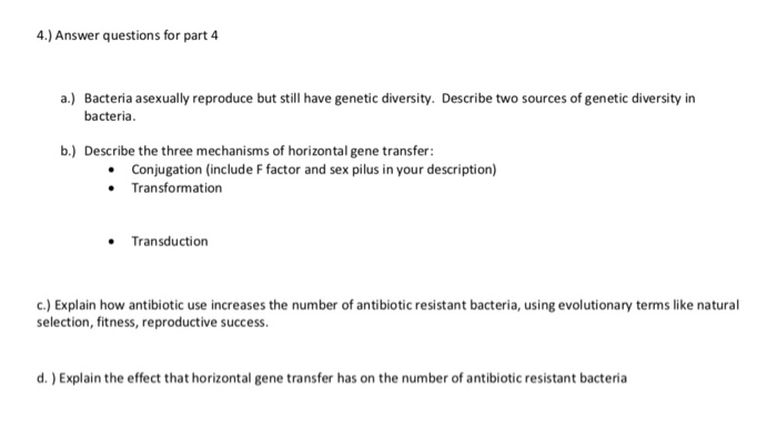 Solved 4.) Answer questions for part 4 a.) Bacteria | Chegg.com
