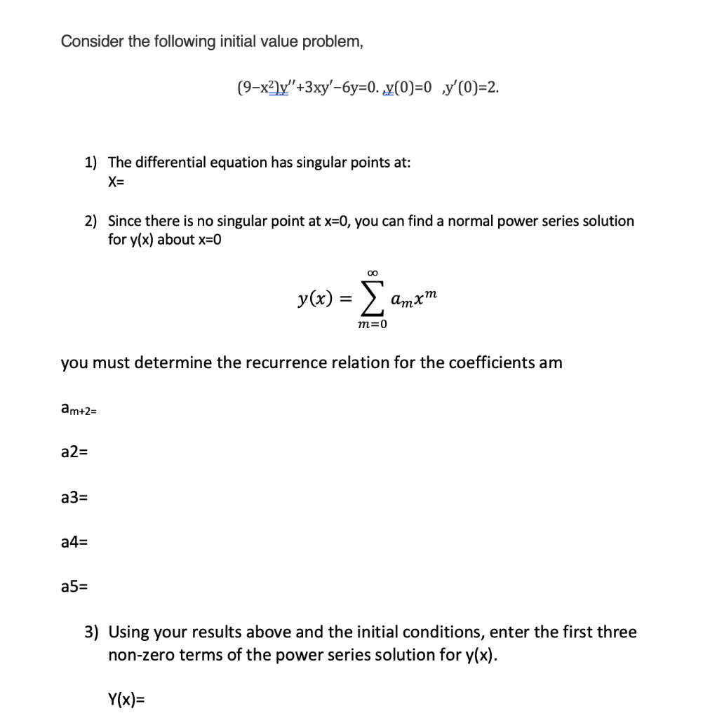 Solved Consider the following initial value problem, | Chegg.com
