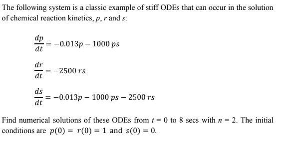 Solved The following system is a classic example of stiff | Chegg.com