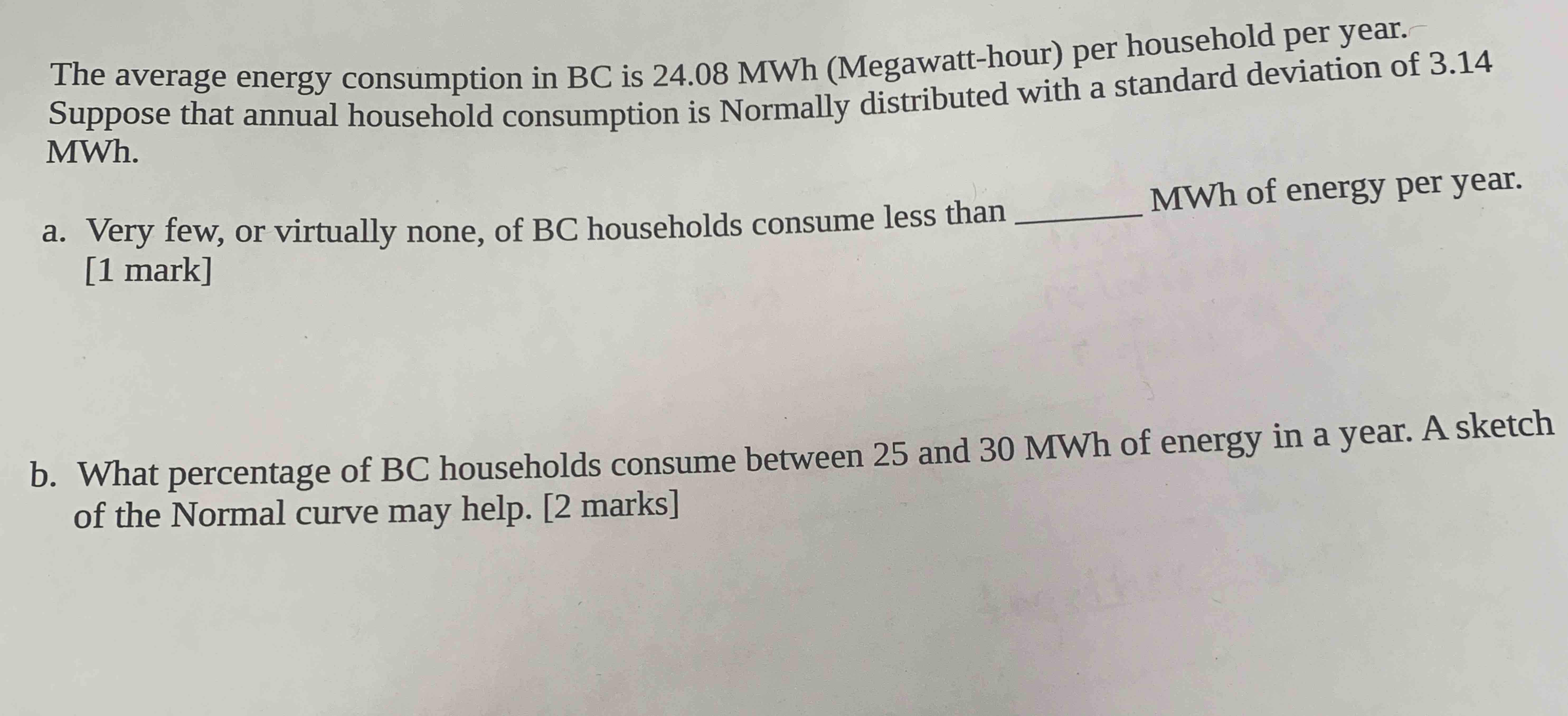 Solved The average energy consumption ﻿is 24.08 ﻿MWh | Chegg.com