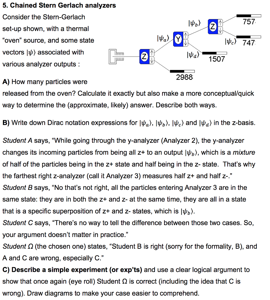 Solved 5. Chained Stern Gerlach analyzers Consider the | Chegg.com