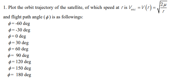 Solved 1. Plot the orbit trajectory of the satellite, of | Chegg.com