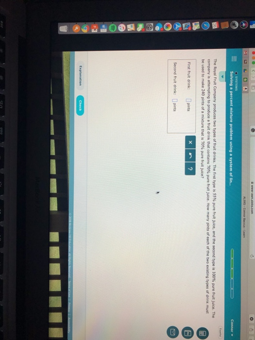 Solved O Systems Solving A Percent Mixture Problem Using A
