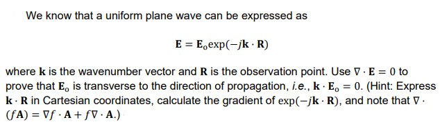 Solved We know that a uniform plane wave can be expressed as | Chegg.com