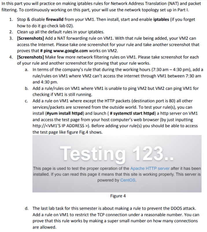 In this part you will practice on making iptables | Chegg.com