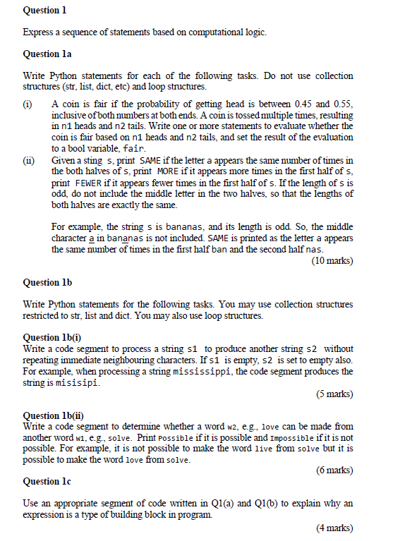 Solved Express a sequence of statements based on | Chegg.com