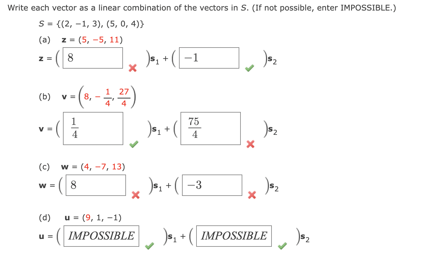Solved Write each vector as a linear combination of the | Chegg.com