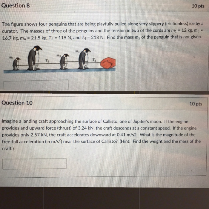 Solved Question 8 10 pts The figure shows four penguins that | Chegg.com