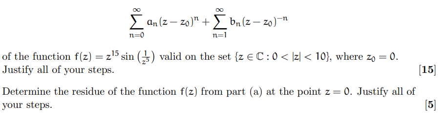 Solved Determine the residue of the function f(z) from part | Chegg.com