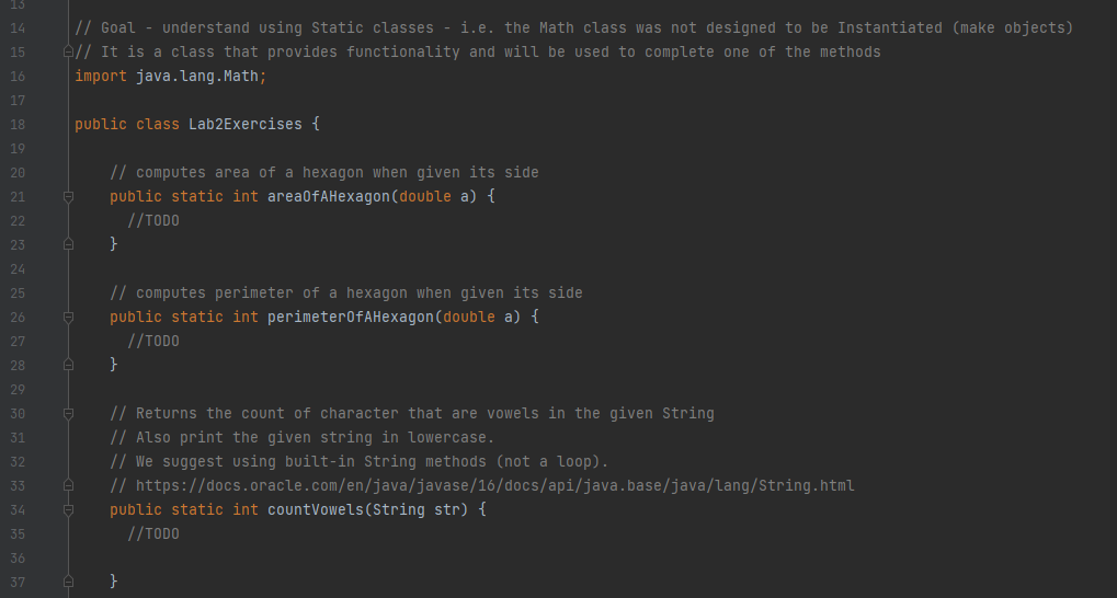 Solved 8 9 // // Directions: Implement the following methods | Chegg.com
