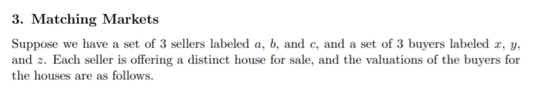 3. Matching Markets Suppose we have a set of 3 | Chegg.com