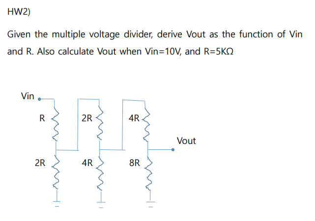 Solved HW2) Given the multiple voltage divider, derive Vout | Chegg.com