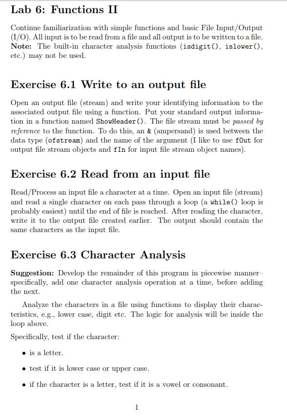 Solved Lab 6: Functions 11 Continue familiarization with | Chegg.com