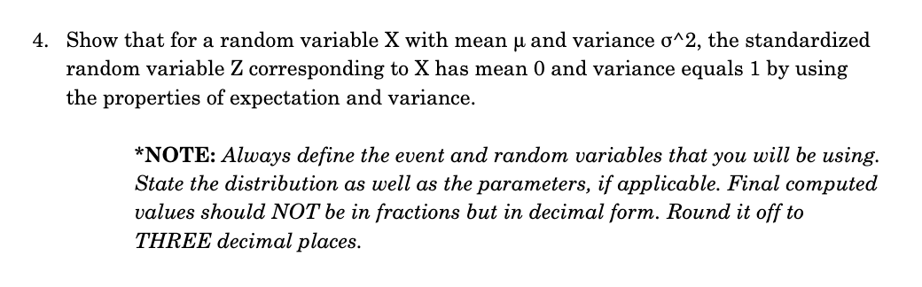Solved Show that for a random variable X with mean μ and | Chegg.com
