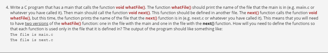 Solved 4 Write A C Program That Has A Main That Calls The 4133