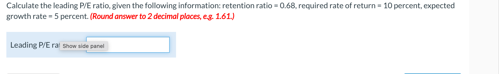 Solved Calculate the leading P/E ratio, given the following | Chegg.com