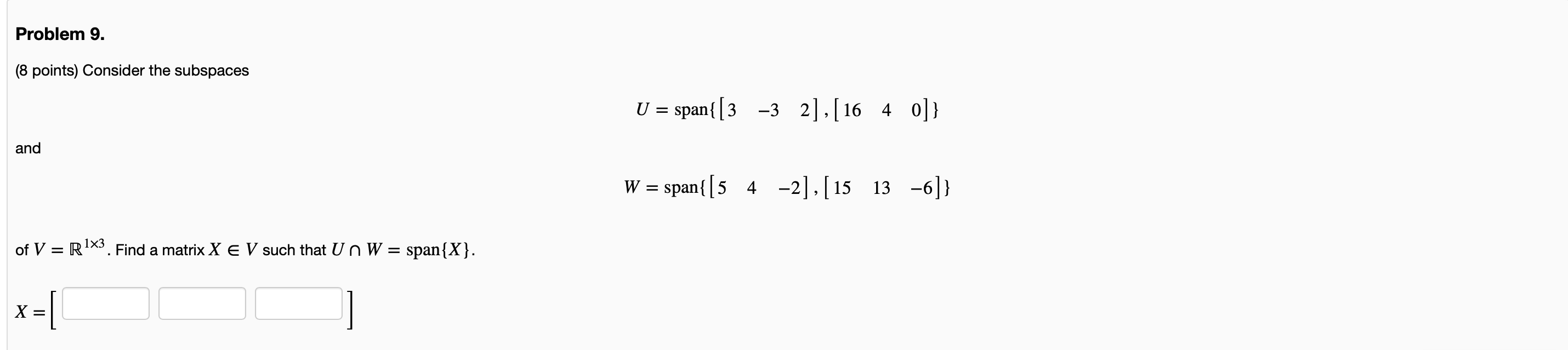 Solved (8 points) Consider the subspaces | Chegg.com