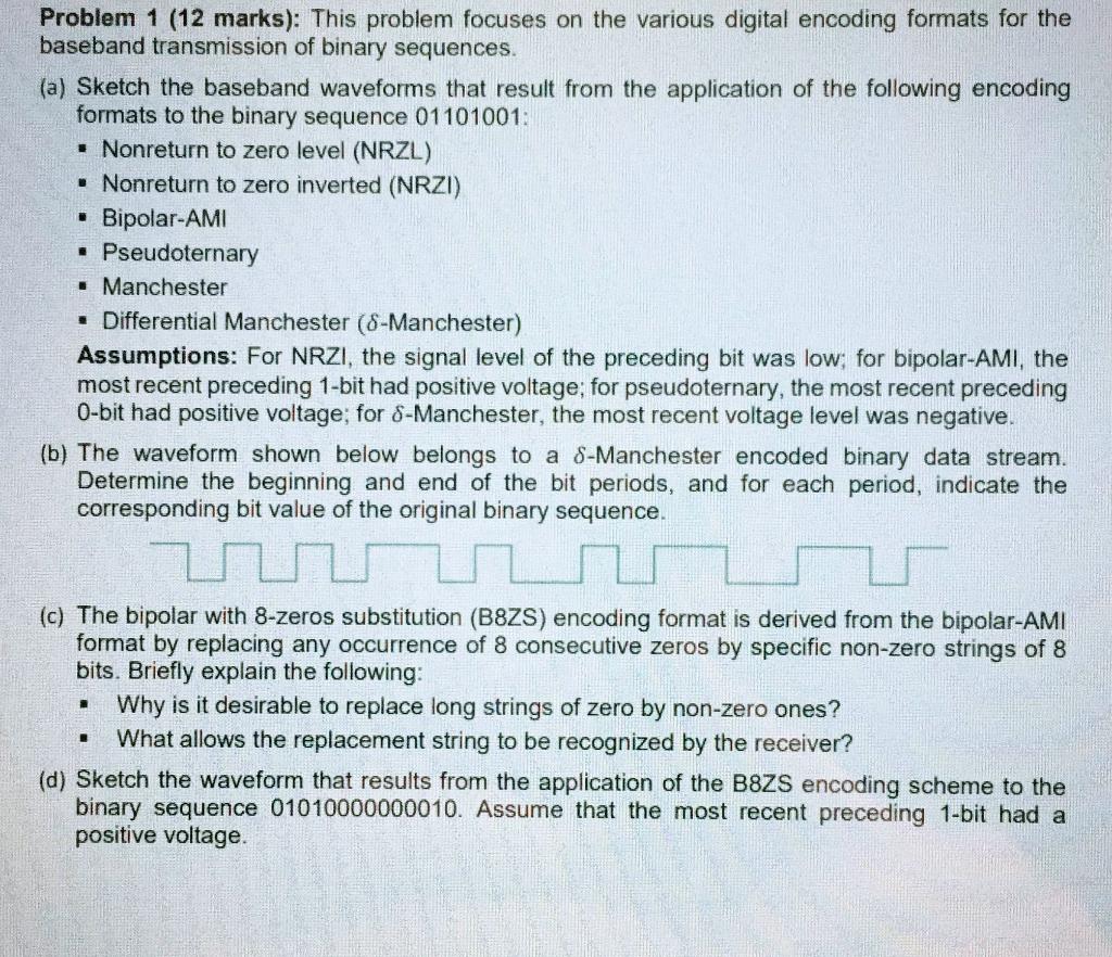 Solved Problem 1 (12 marks): This problem focuses on the | Chegg.com