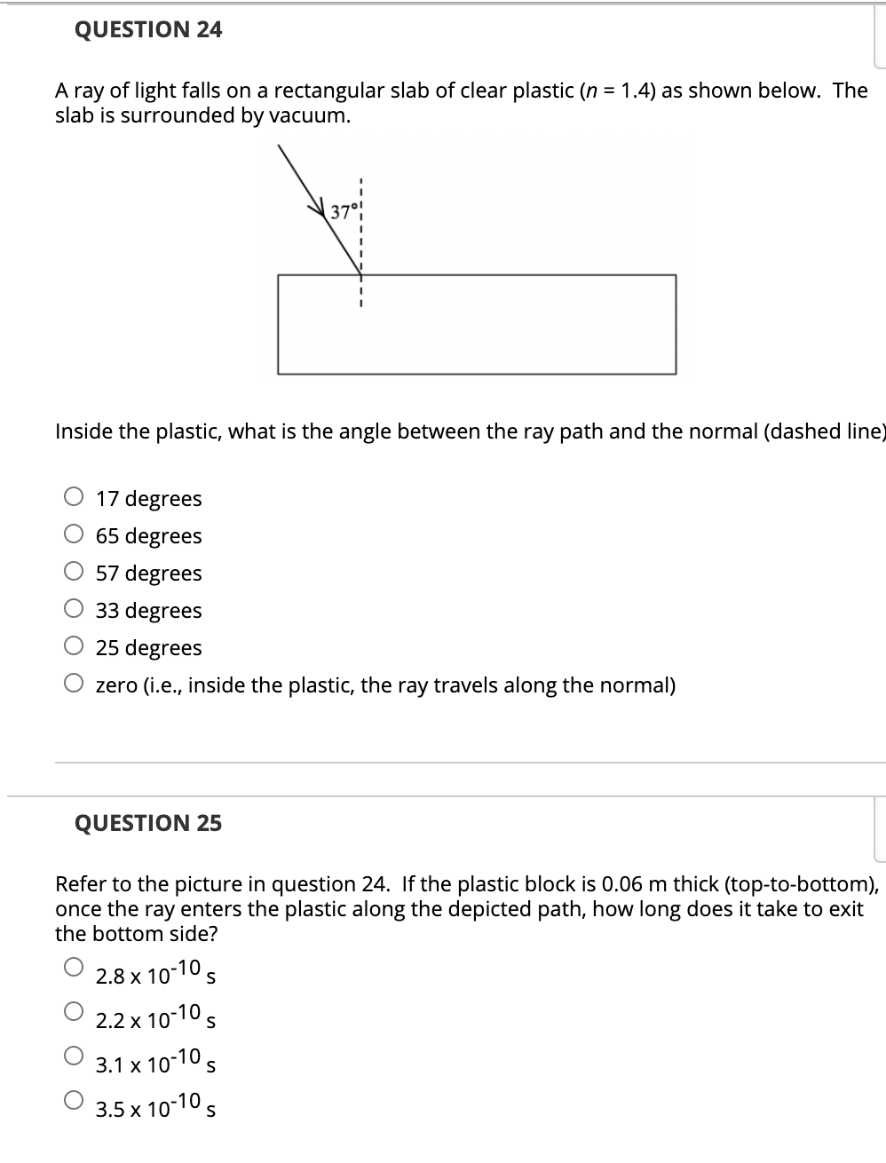 Solved QUESTION 24 A ray of light falls on a rectangular | Chegg.com