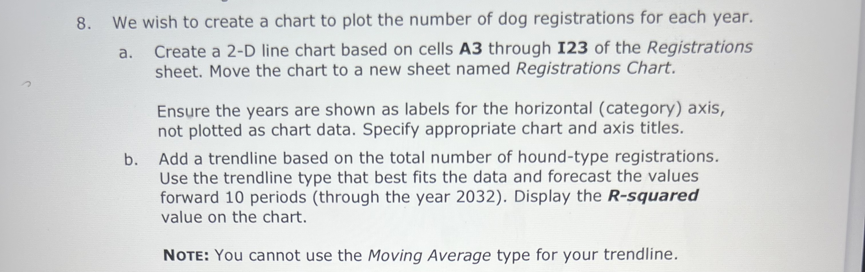 Solved We wish to create a chart to plot the number of dog | Chegg.com