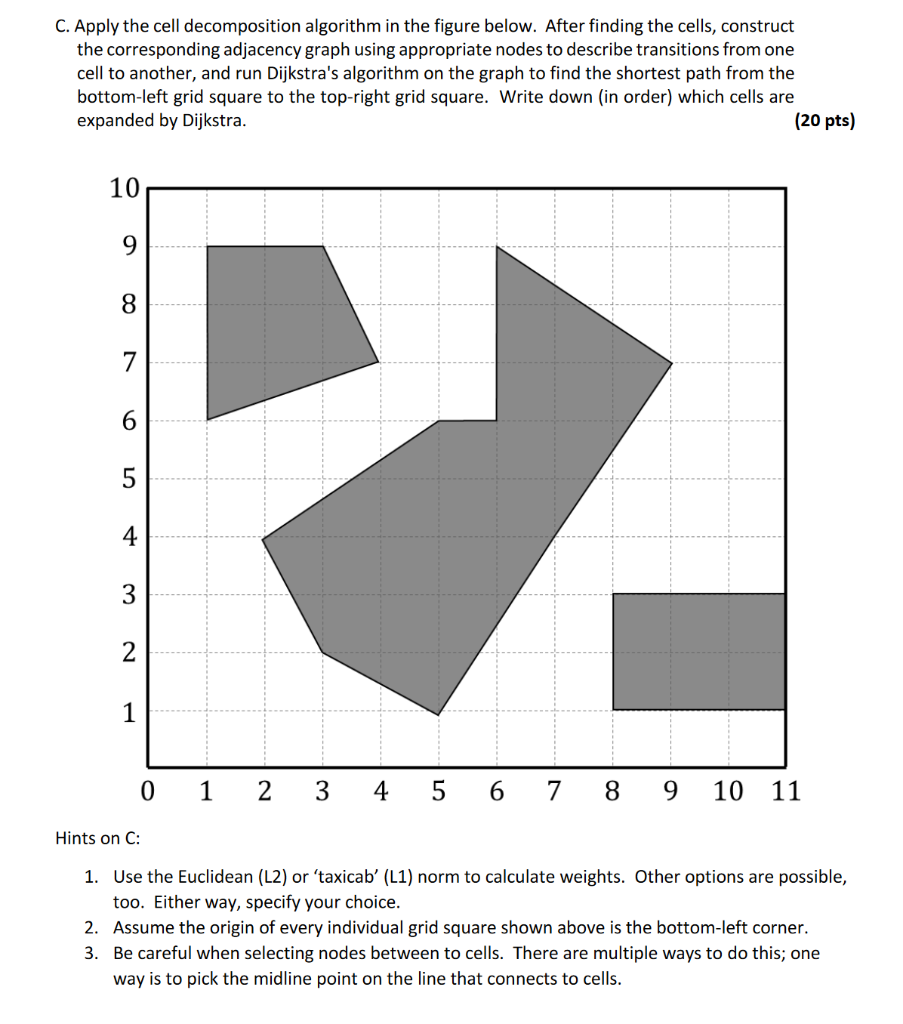 C. Apply the cell decomposition algorithm in the | Chegg.com