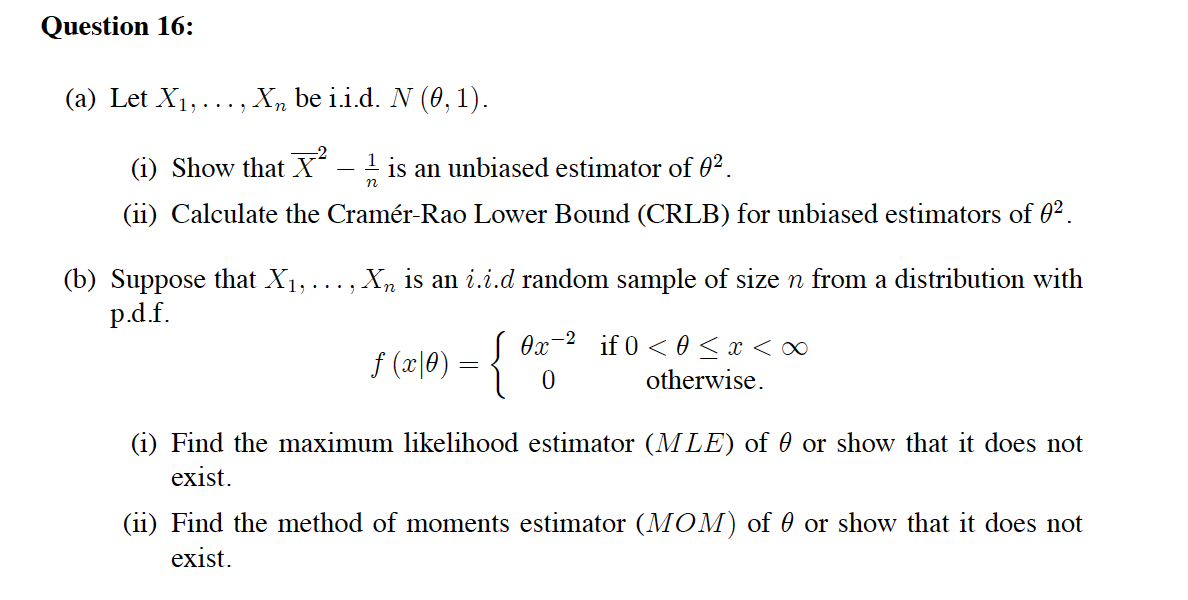 Solved (a) Let X1,…,Xn be i.i.d. N(θ,1). (i) Show that | Chegg.com