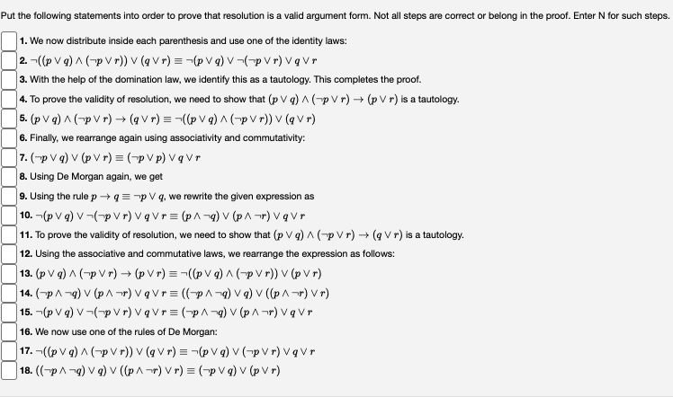Solved Put the following statements into order to prove that | Chegg.com