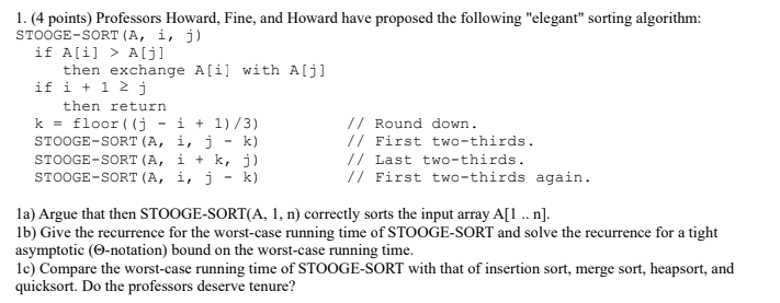 Solved 1. (4 points) Professors Howard, Fine, and Howard | Chegg.com