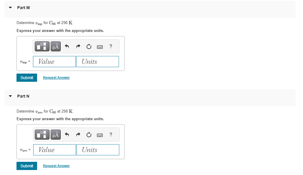 Solved Determine vmp for C60 at 298 K. Express your answer | Chegg.com