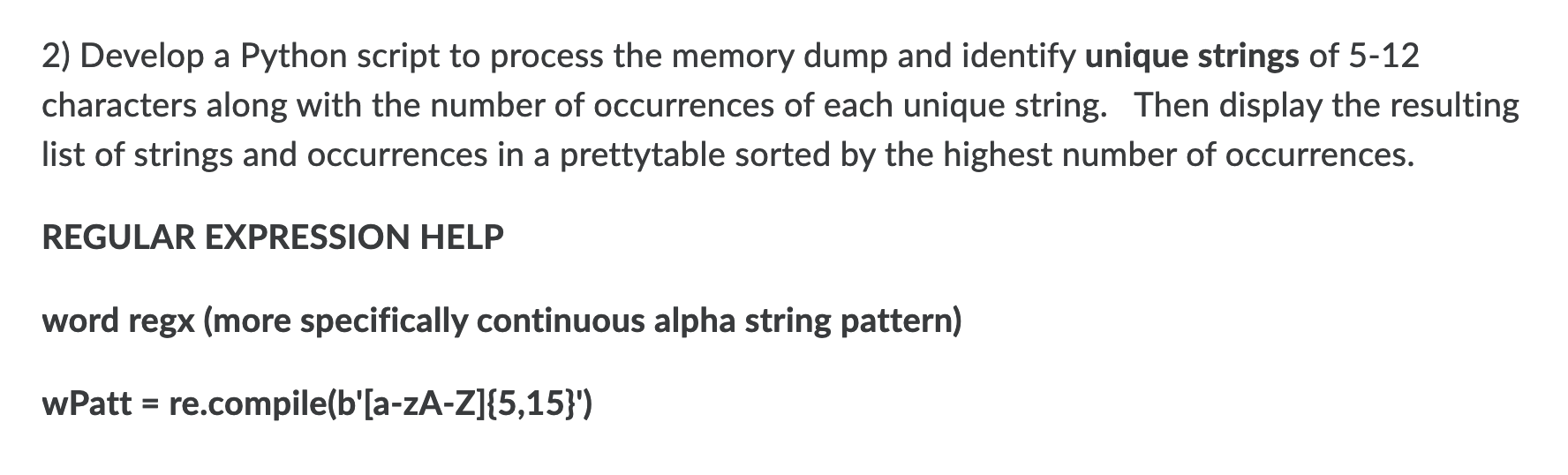 Solved 2) Develop a Python script to process the memory dump | Chegg.com