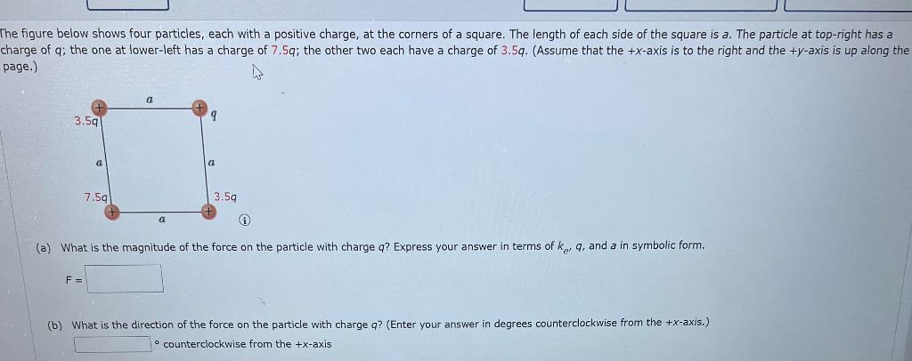 Solved he figure below shows four particles, each with a | Chegg.com
