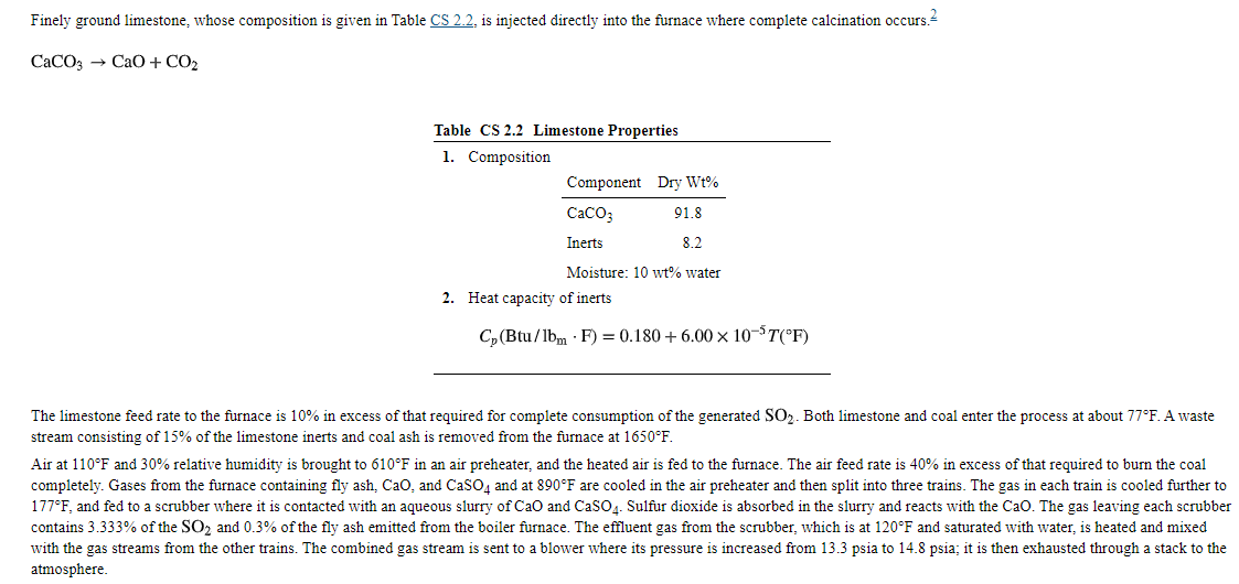 CASE STUDY SO2 Removal from Power-Plant Stack Gases* | Chegg.com