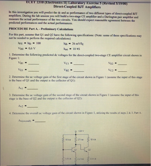 Solved ECET Z3IU(Electronies II)Laboratory Exercise 3 | Chegg.com