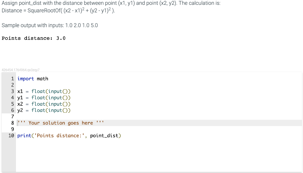 Solved Assign point_dist with the distance between point | Chegg.com Solved Assign point_dist with the distance between point | Chegg.com