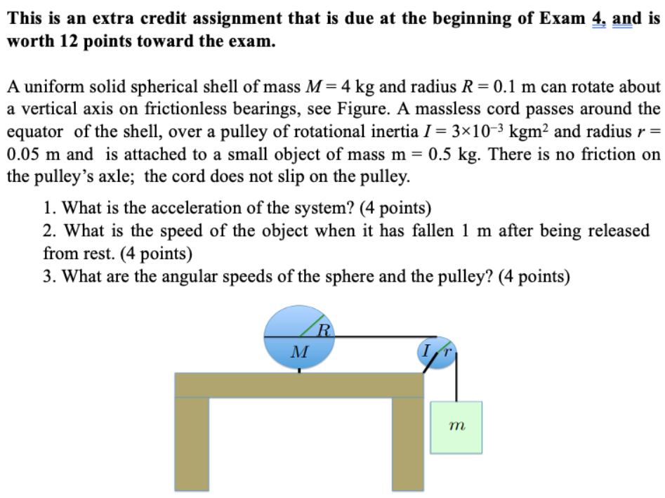 Solved A uniform solid spherical shell of ﻿mass M=4kg ﻿and | Chegg.com