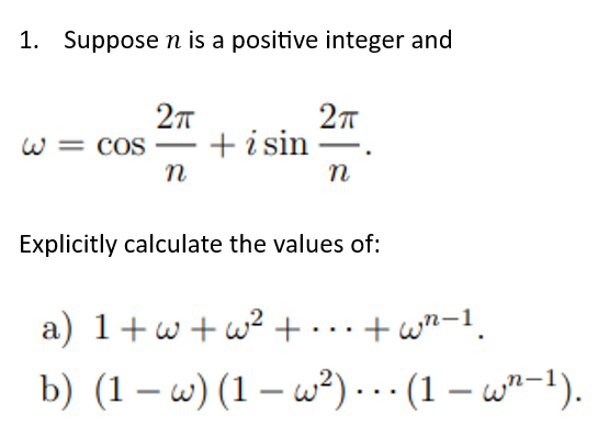 Solved 1. Suppose n is a positive integer and | Chegg.com