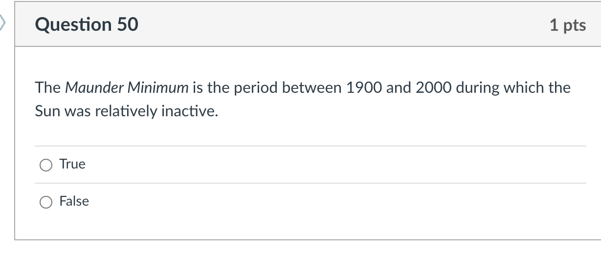 Solved The Maunder Minimum is the period between 1900 and | Chegg.com