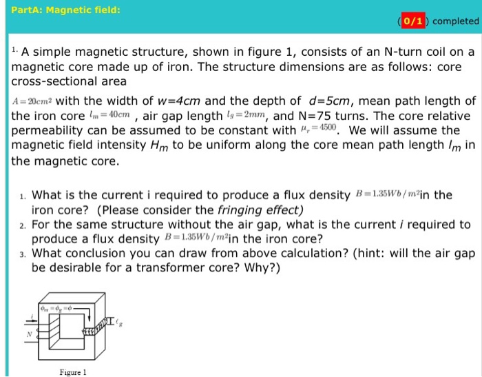 Solved A simple magnetic structure, shown in figure 1, | Chegg.com