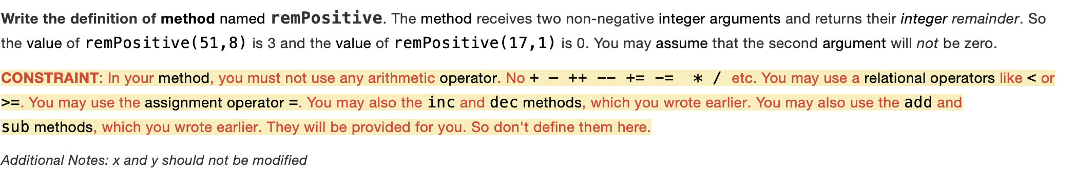 Solved Nrite the definition of method named remPositive. The | Chegg.com Solved Nrite the definition of method named remPositive. The | Chegg.com