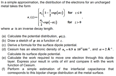Solved The charge distribution at a metal surface is | Chegg.com