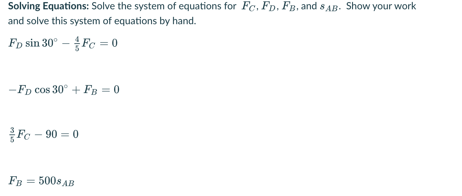 Solved Solving Equations: Solve the system of equations for | Chegg.com