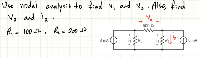 Solved Use nodal analysis to find v1 ﻿and v2. ﻿Also, find Vx | Chegg.com