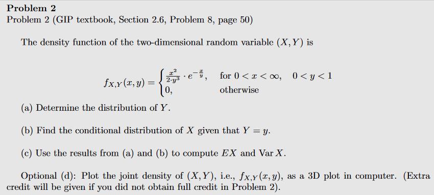 The density function of the two-dimensional random | Chegg.com