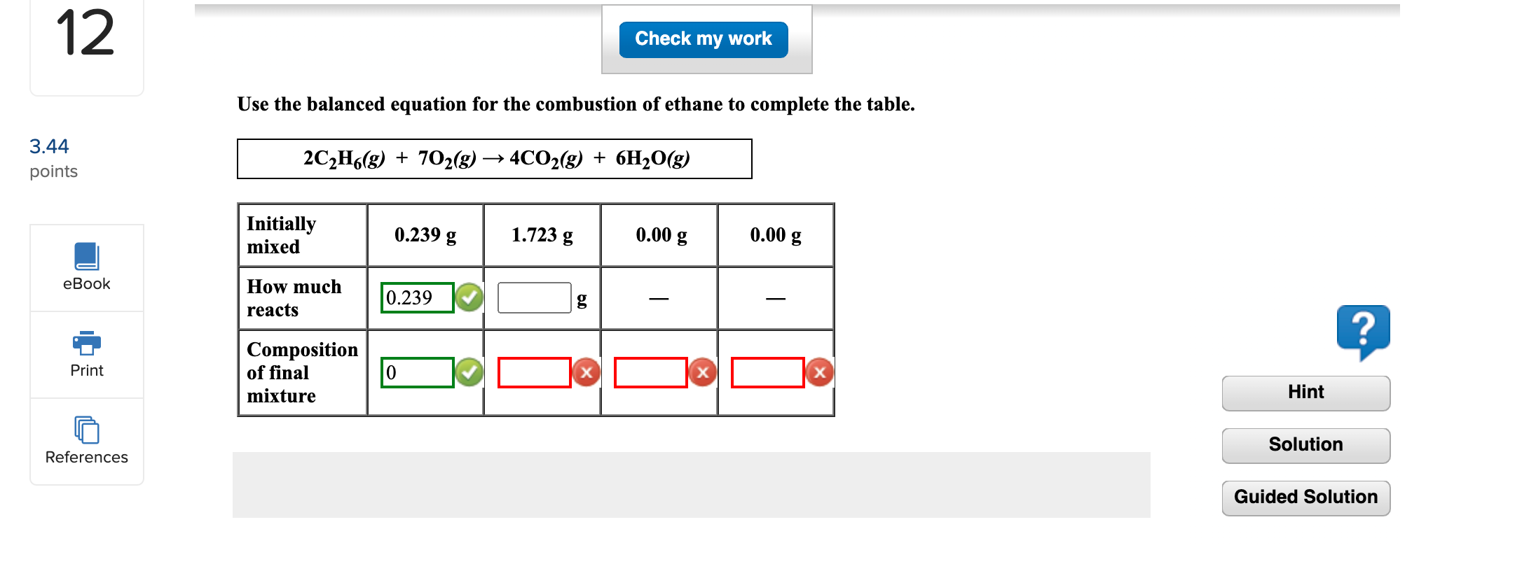 Solved Use the balanced equation for the combustion of | Chegg.com