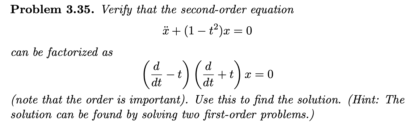 Solved = Problem 3.35. Verify that the second-order equation | Chegg.com
