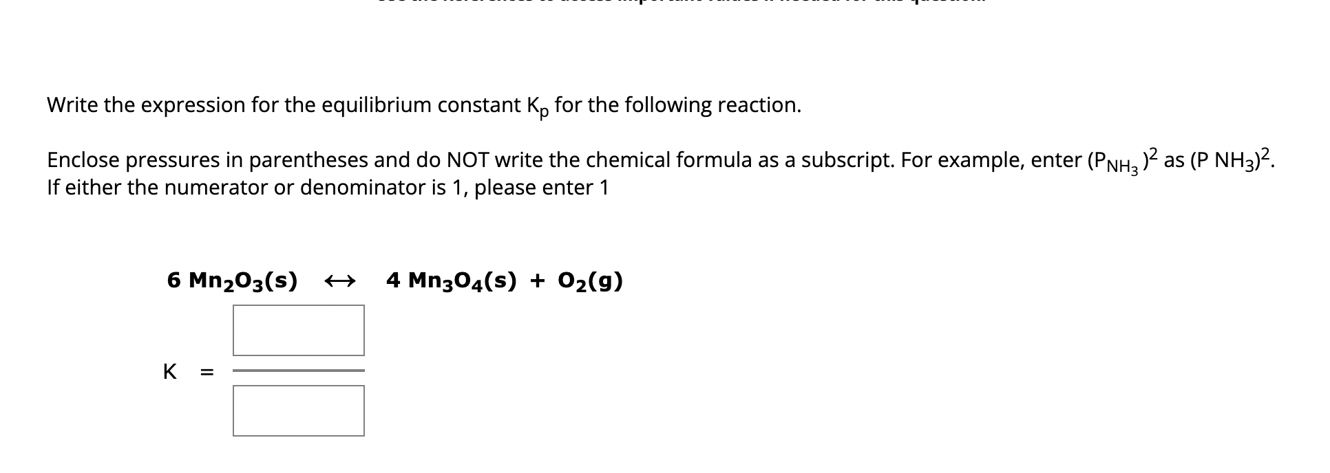 Solved Write the expression for the equilibrium constant Kp | Chegg.com