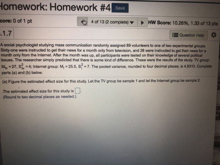 Solved Omework Homework 4 Core 0 Of 1 Pt 1 7 Save 4 Of 13